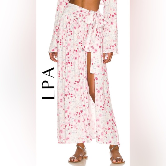 LPA | Skirts | Revolve Lpa Tesera Wrap Skirt In Pink Floral | Poshmark